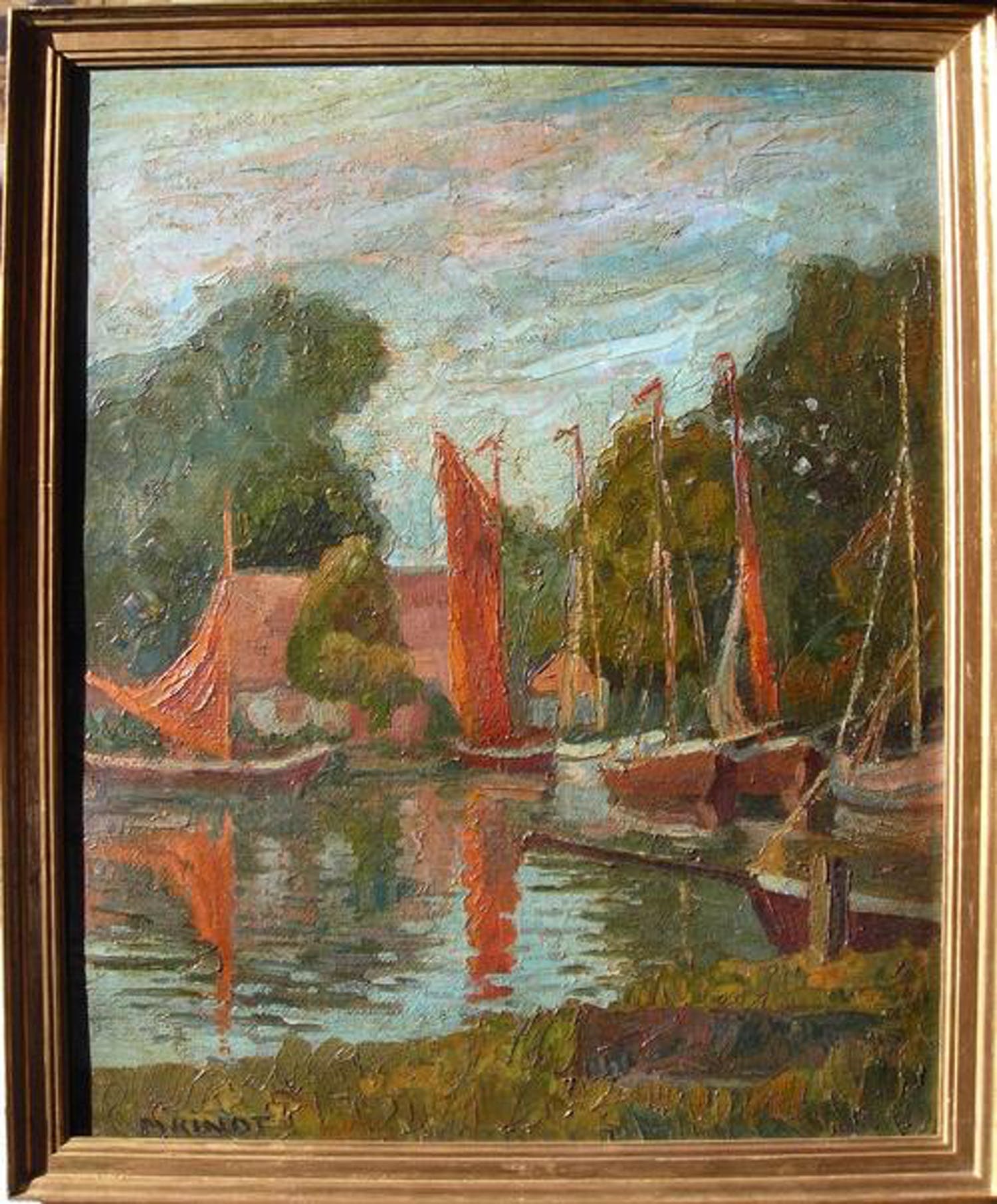 Max Kindt - Boote mit roten Segeln auf einem See in der Region Berlin ...