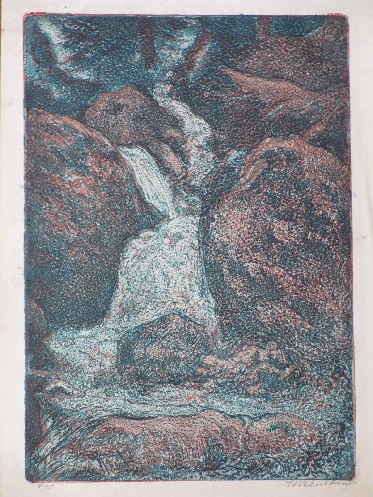 Willem van Leusden, Surrealistisch watervallandschap, Kleurets Verkocht ...