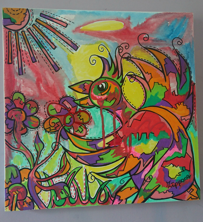 Zippora Sahanaja - Zippora Meijer Enjoy acryl en posca op 3D doek 50/50 ...