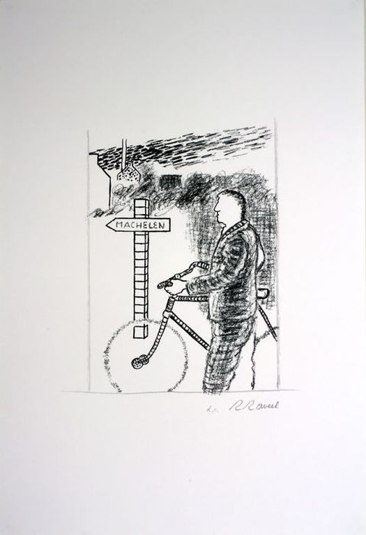 Roger Raveel: Hugo Claus, unieke gesigneerde zeefdruk met de hand ...