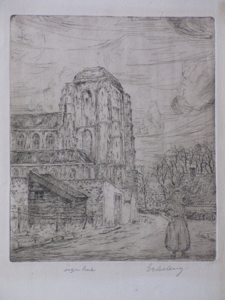 Anton Erkelens - Anton Erkelens, Groote Kerk Veere, Ets Verkocht | Kunstveiling.nl