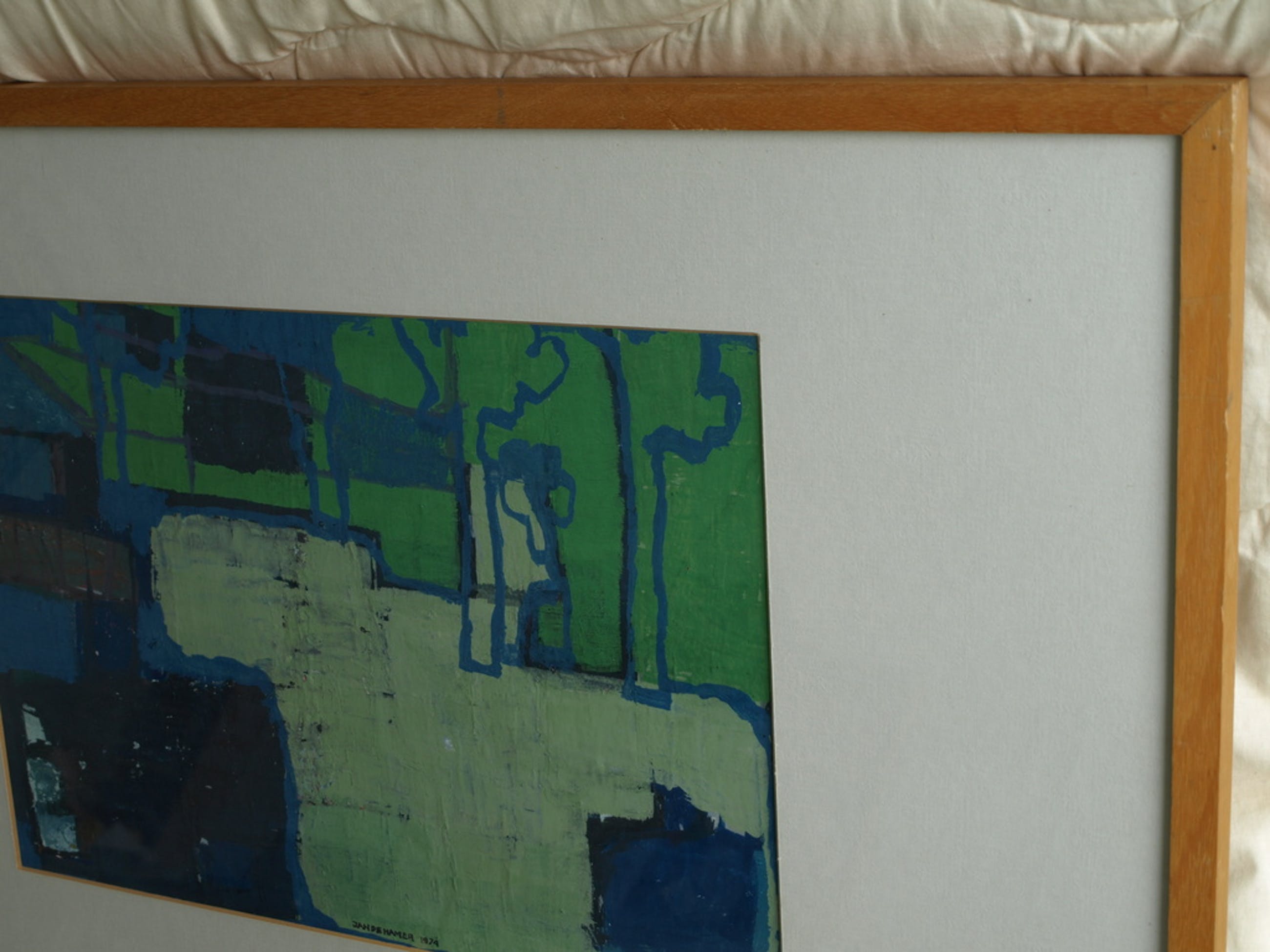 Jan de Hamer - Jan de Hamer (1934-) : Acryl op papier, Landschap – gesigneerd & ingelijst –1974 ...