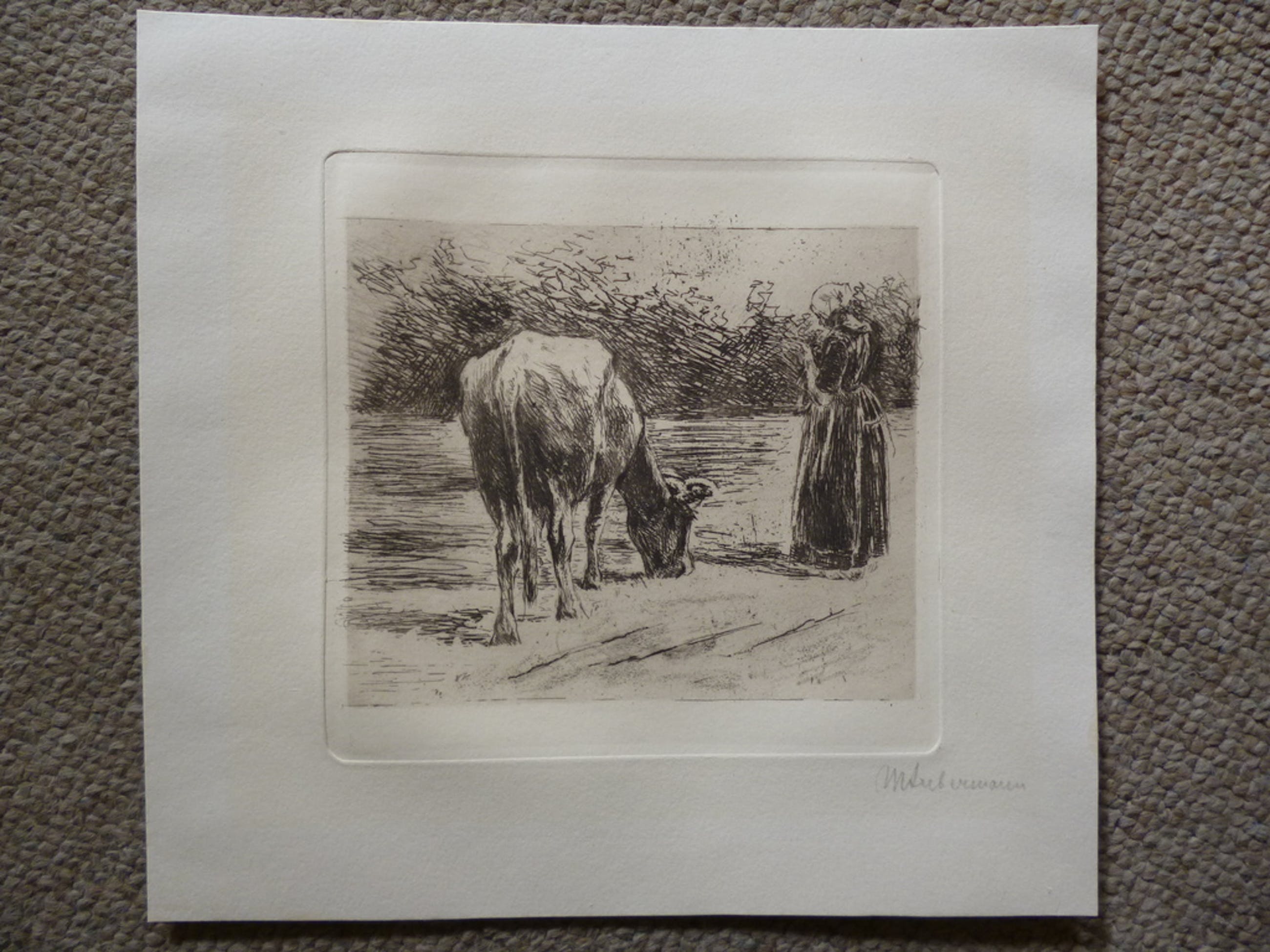 Max Liebermann - Max Liebermann - ets - Junge Hirtin Verkocht | Kunstveiling.nl