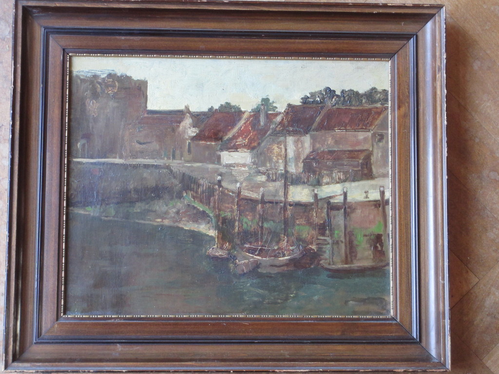 Jos Croin - Jos Croïn (toegeschreven aan), Haven van Veere, Olieverf op ...