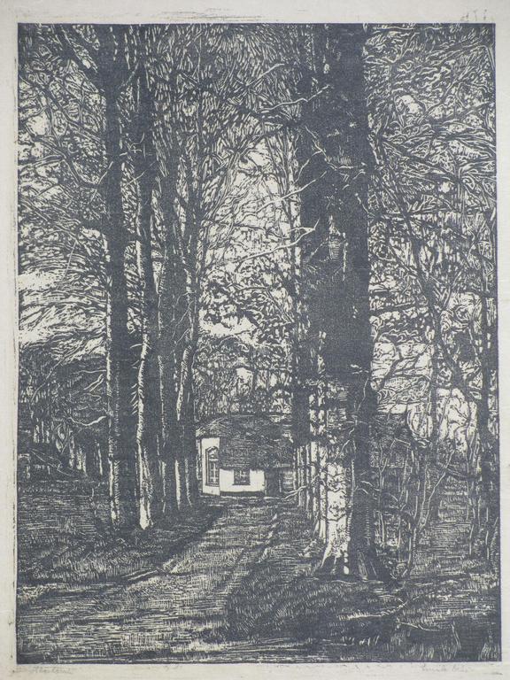 Emile Dehe - Emile Dehe, Boerderijwoning bij Bergen, Houtsnede Verkocht ...