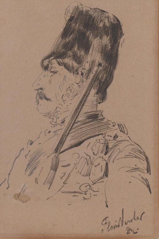Floris Verster - Floris Verster Tekening van een militair Gesigneerd ...