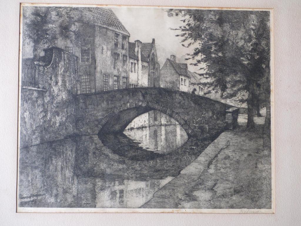 Willem van Leusden - Willem van Leusden, Huizen aan een stadsgracht ...