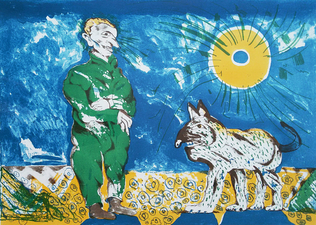 Lucebert - Lucebert - Man en zijn hond, litho (ingelijst) Verkocht ...