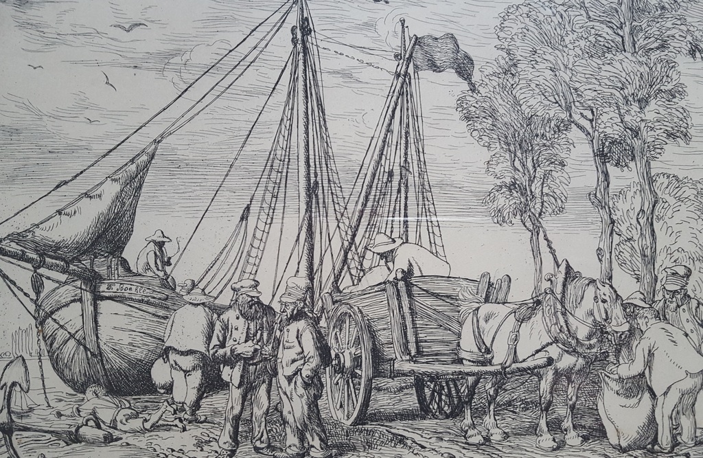 Fritz Boehle - ets, gesigneerd in de plaat. Ingelijst. Verkocht ...