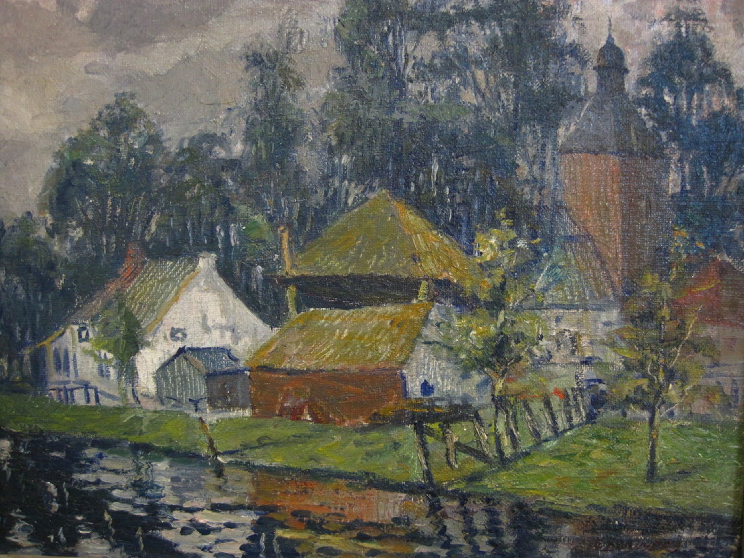 Toon Pluymers - "Toon" Pluijmers 1910-1967 olieverf "aan de Vecht ...