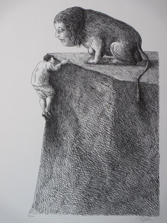 Roland Topor, En tête, Litho 1978 Verkocht | Kunstveiling.nl