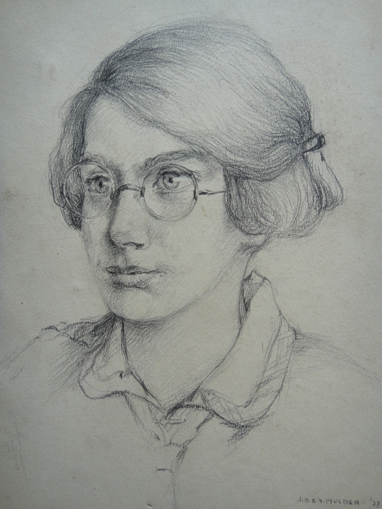 Albert Mulder - Albert BJ Mulder, tekening, portret van meisje Verkocht ...