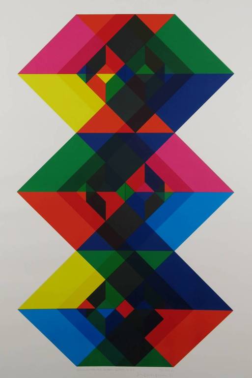 Timo Heimann - Timo Heimann: Zeefdruk, Geschachtelter Kuben-Doppelturm Verkocht | Kunstveiling.nl