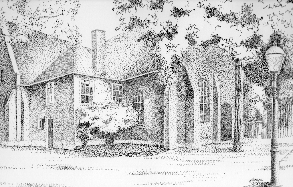 Loek Bosman - Loek Bosman, Pentekening, Kerkplein Vlieland Verkocht ...