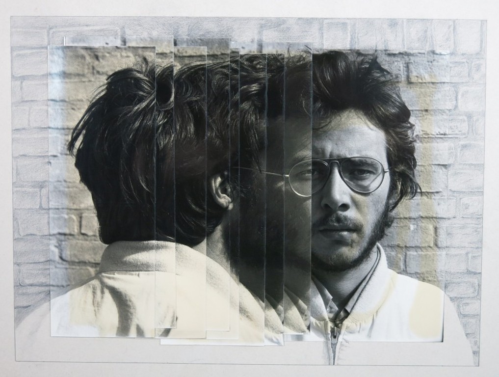 Henk Leiting - Henk Leiting: Collage van foto's en pentekening op board ...
