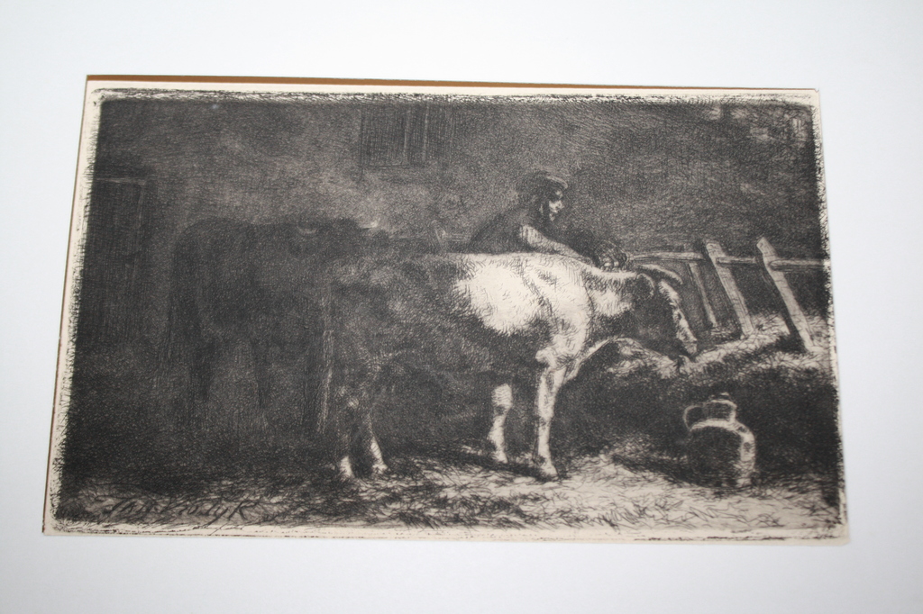 Jan Vrolijk - JAN VROLIJK - ETS KOE IN STAL Verkocht | Kunstveiling.nl