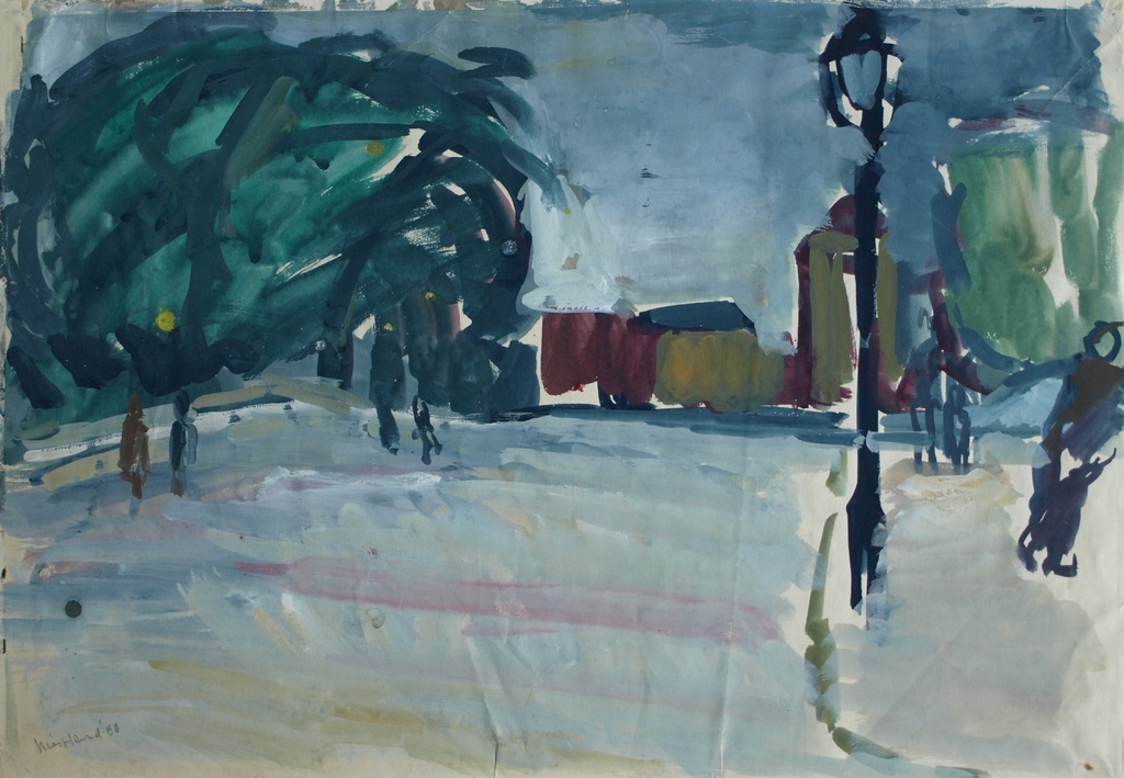 Niels Hamel - Niels Hamel : Aquarel – Stadsgezicht – gesigneerd - 1958 ...