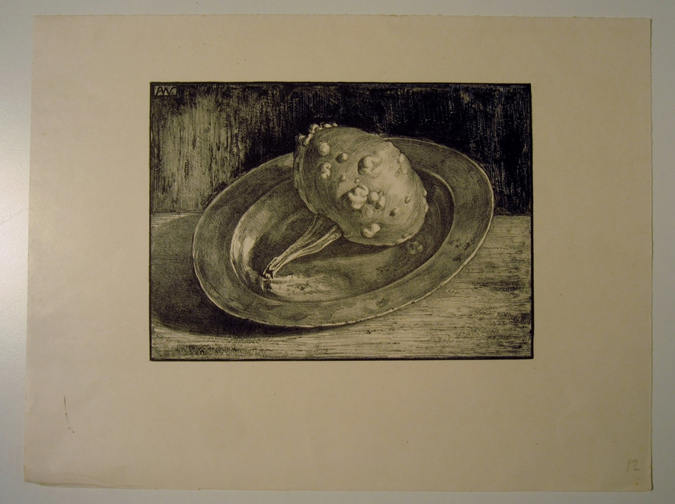 Anton Wirtz - Anton Wirtz (1872-1945) Breda - Stilleven litho kalebas ...