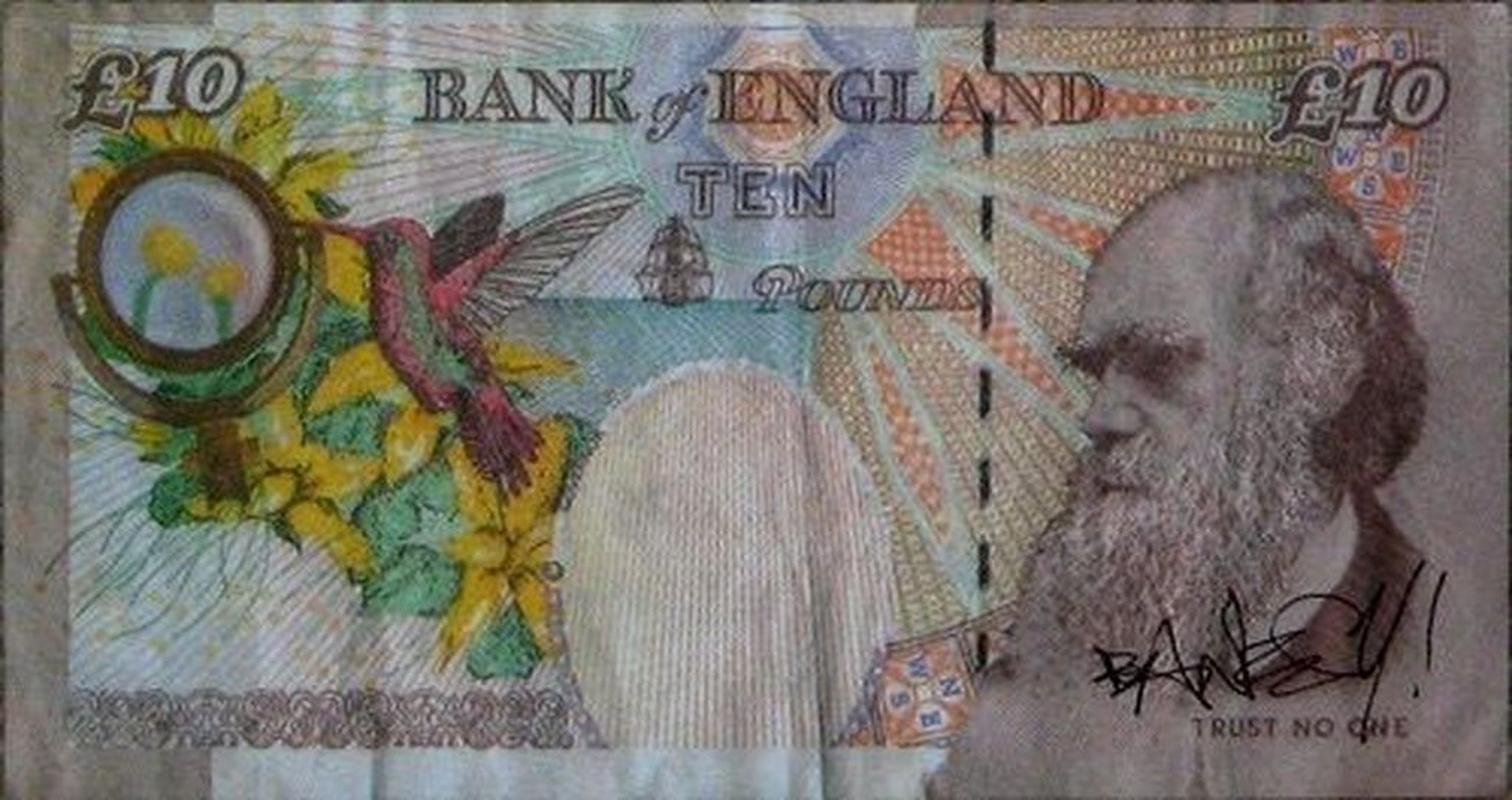 BANKSY- Di Faced Tenner-Lithografie van Engels Tien Pond biljet ...