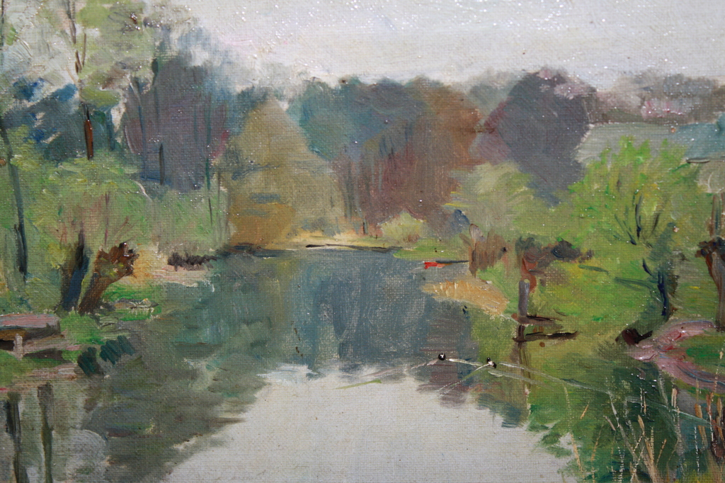 Albert Mulder - PLASGEZICHT LAREN met EENDEN Verkocht | Kunstveiling.nl