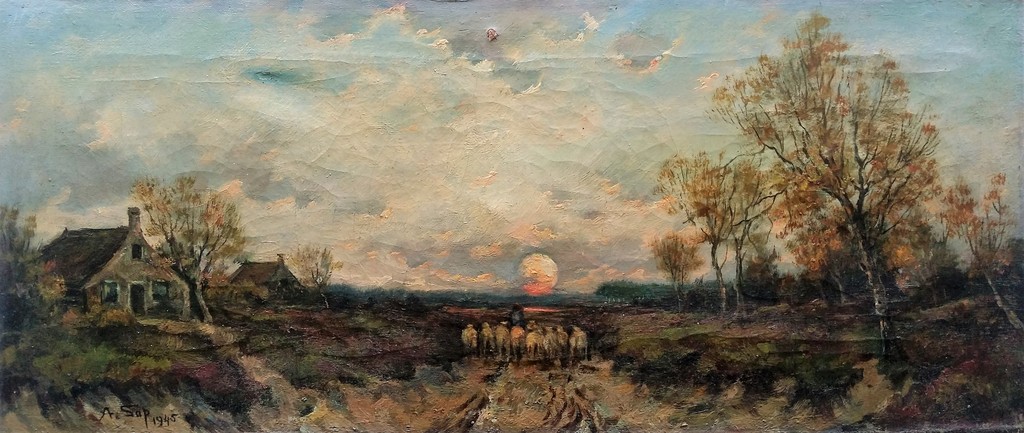 Albertus Sap - Albertus Sap - Olieverf op doek - Schapen bij ...