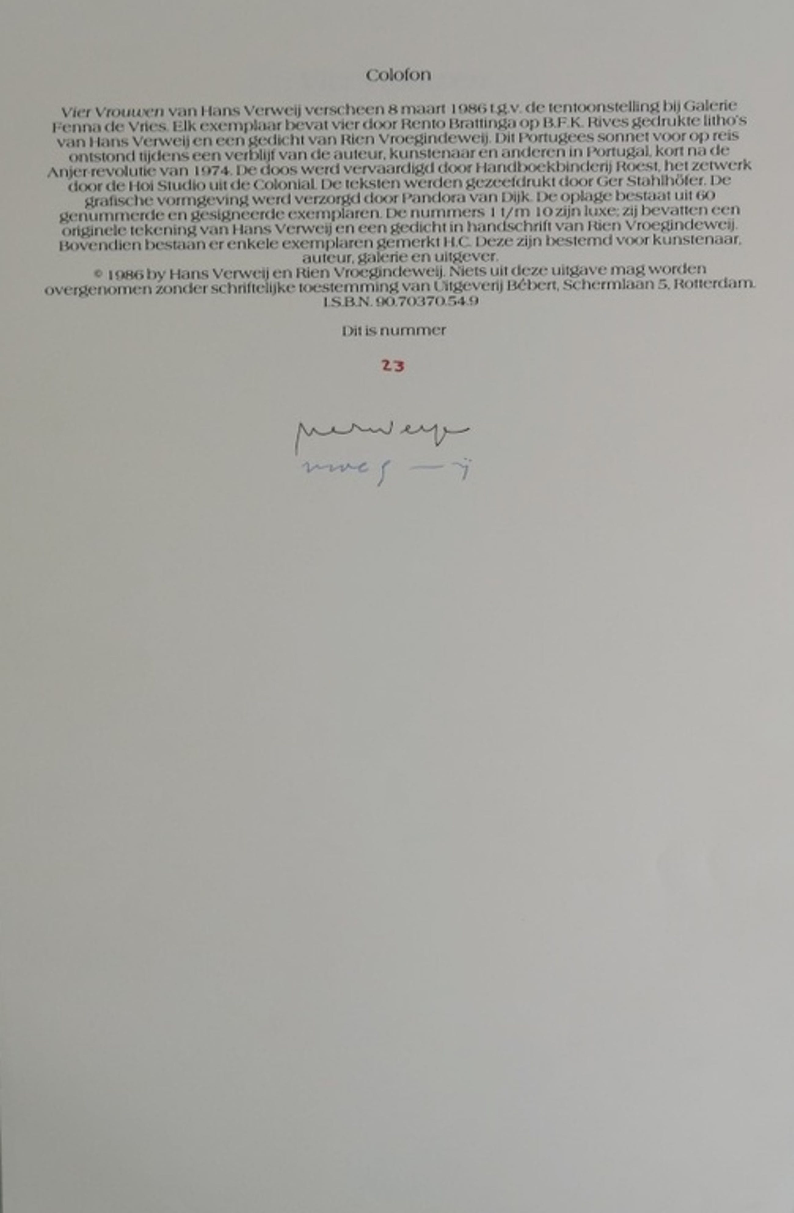 Hans Verweij: Portfolio met 4 Litho's, Vier Vrouwen Verkocht ...