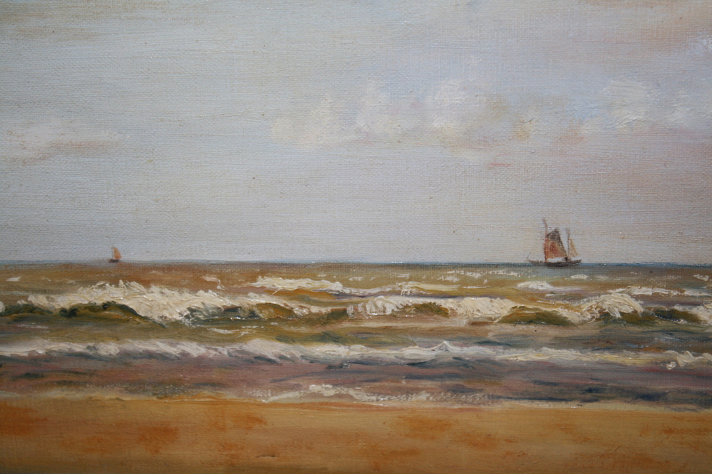 Gerrit Hondius - BOTEN OP ZEE BIJ STRAND ZANDVOORT van HONDIUS Verkocht ...