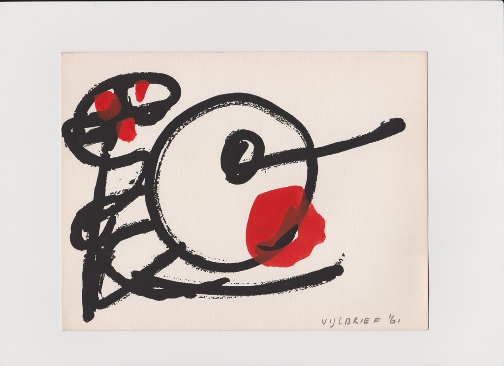 Ernst Vijlbrief - Ernst Vijlbrief 1961, tekening in Cobra stijl ...