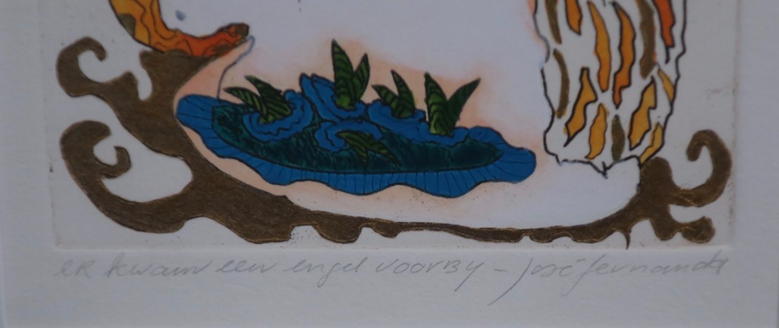 Jose Fernanda: Ets, Er kwam een engel voorbij -Ingelijst Verkocht ...