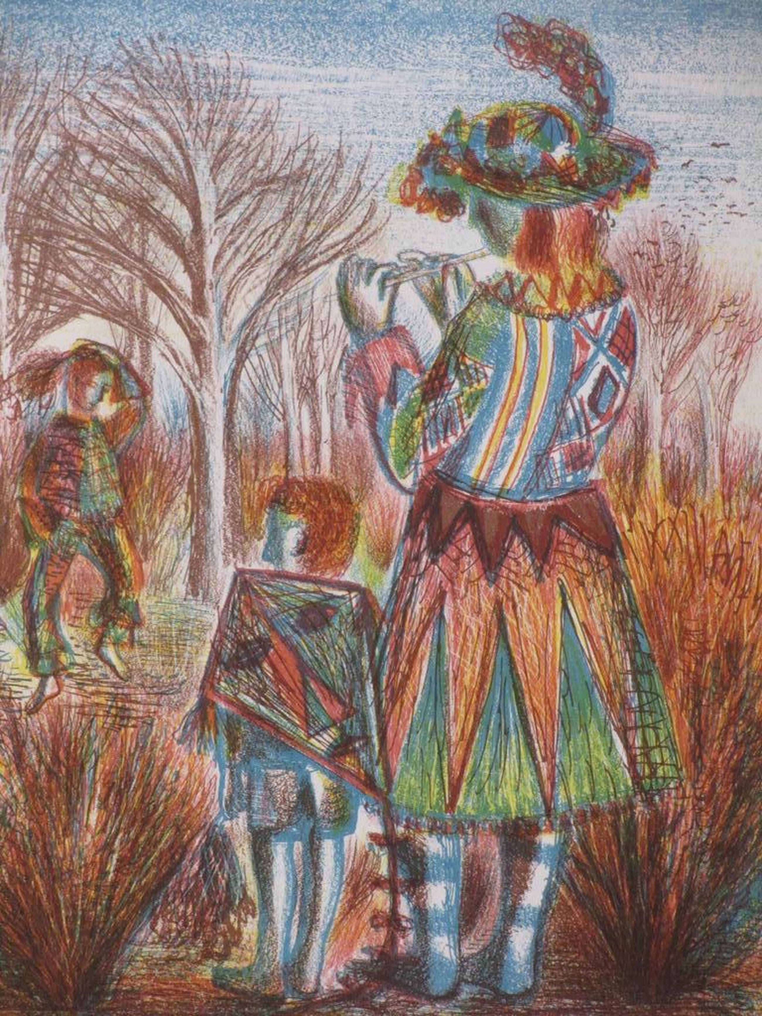 Kees Andrea - Kees Andrea, De fluitspeler, Kleurenlitho Verkocht ...