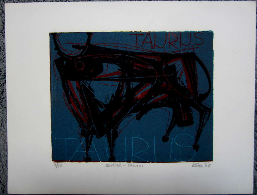 Rob Cox - Rob Cox, zodiac - taurus. linosnede uit 1965 Verkocht ...