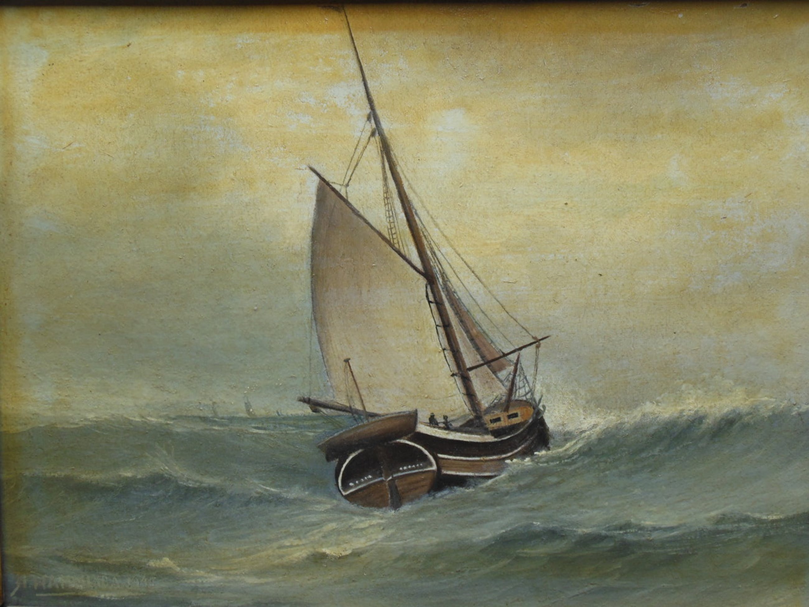 J. Hamminga, Olieverf, Schip op zee Verkocht | Kunstveiling.nl