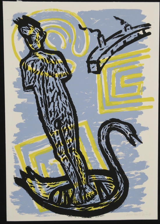 Anne Semler - Anne Semler: Litho, Man met zwaan Verkocht | Kunstveiling.nl