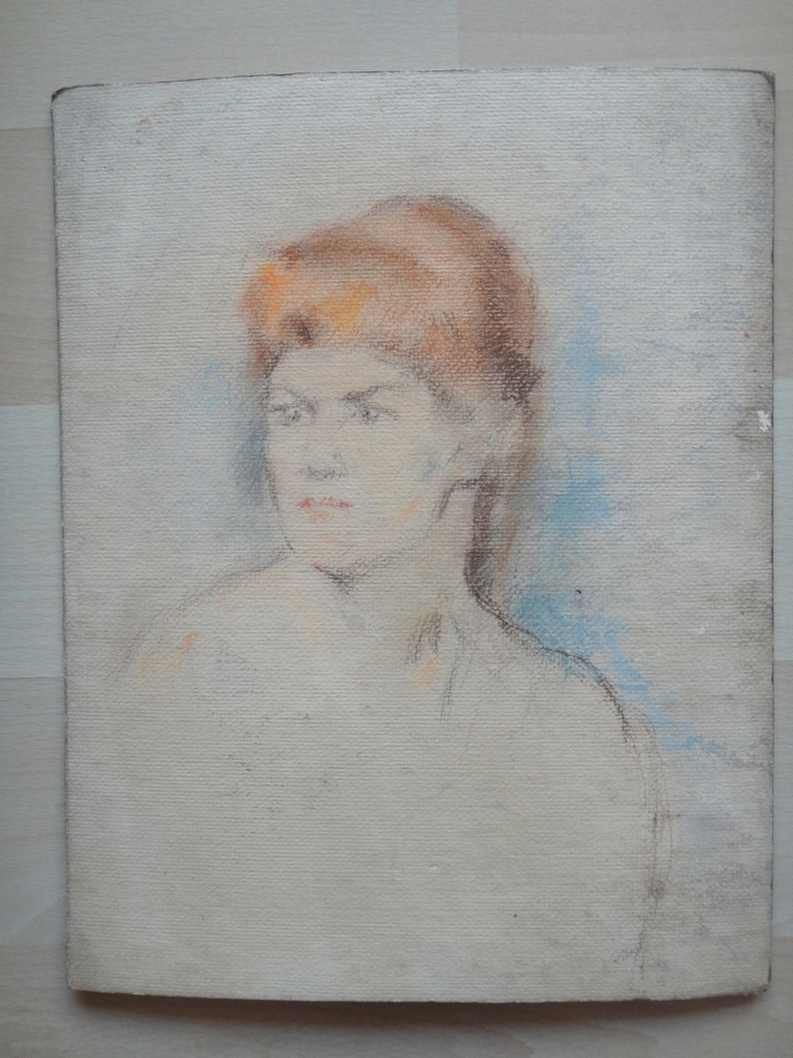 Albert Mulder - Albert BJ Mulder, tekening, portret van vrouw met rood ...