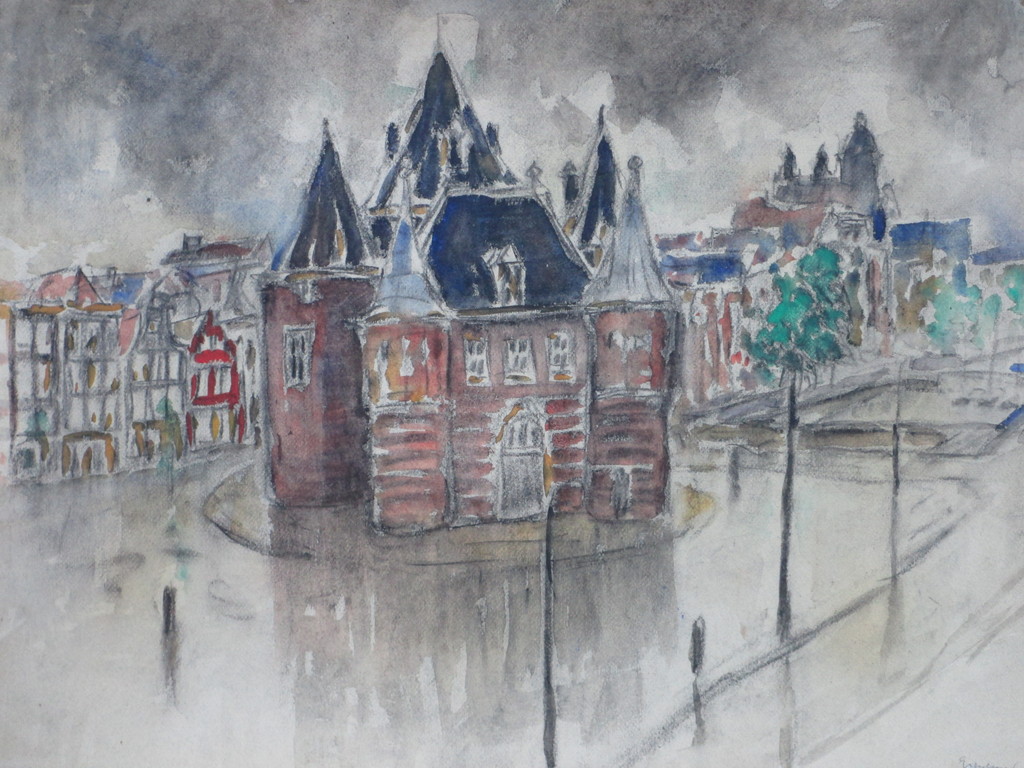 Anton Erkelens - Anton Erkelens, Nieuwmarkt Amsterdam-4 mei 1945, Gemengde techniek Verkocht ...