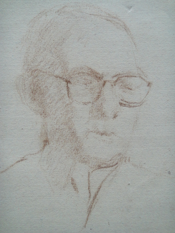 Albert Mulder - Albert BJ Mulder, tekening, portret van oudere heer ...