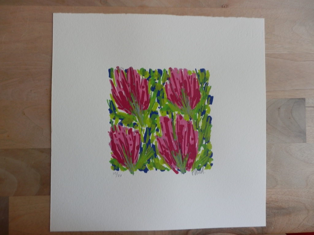 Ad Van Hassel Zeefdruk Paarse Tulpen Verkocht Kunstveilingnl