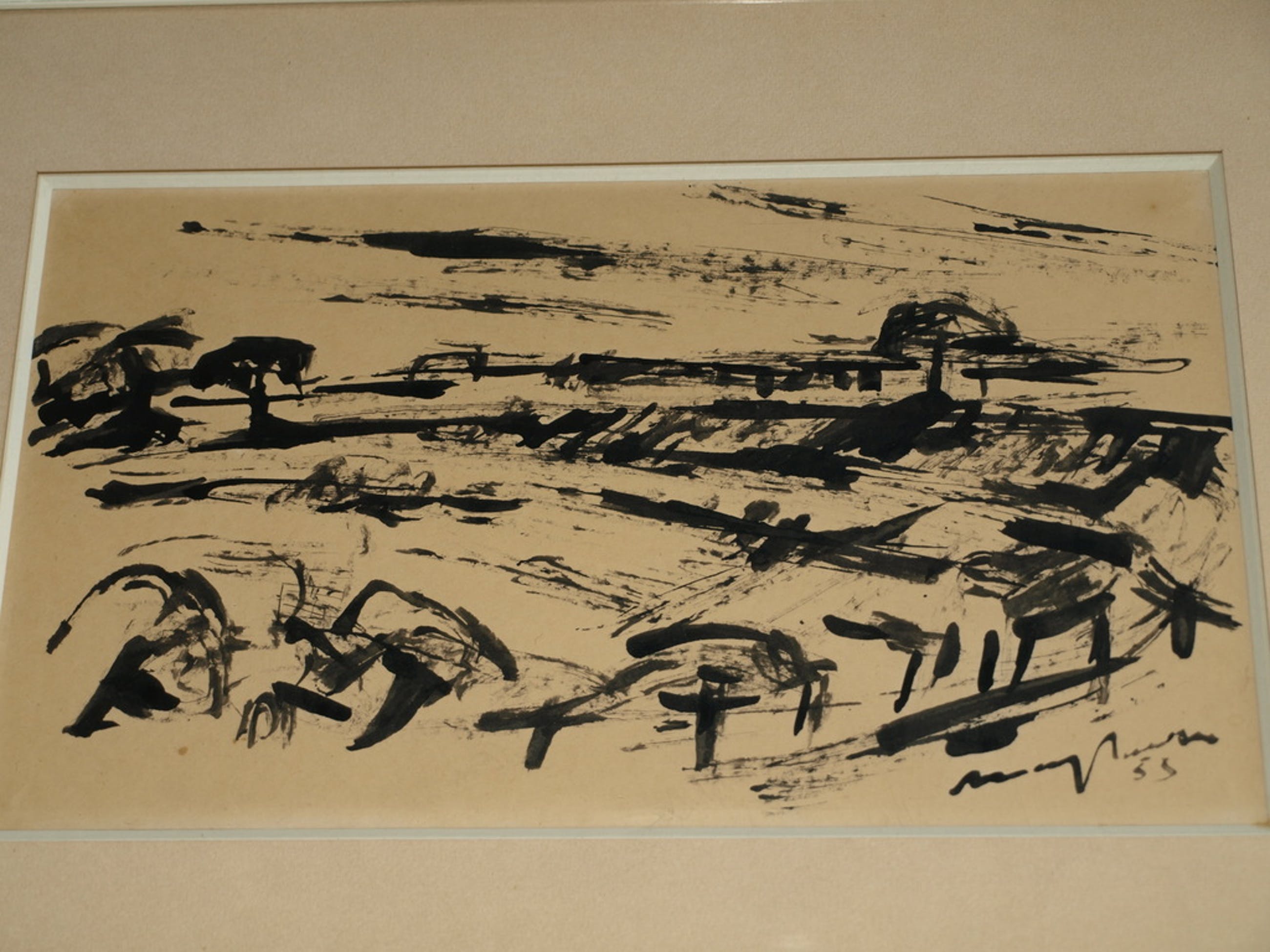 Oost-Indische inkt – Landschap II – Gesigneerd & ingelijst – 1955 ...