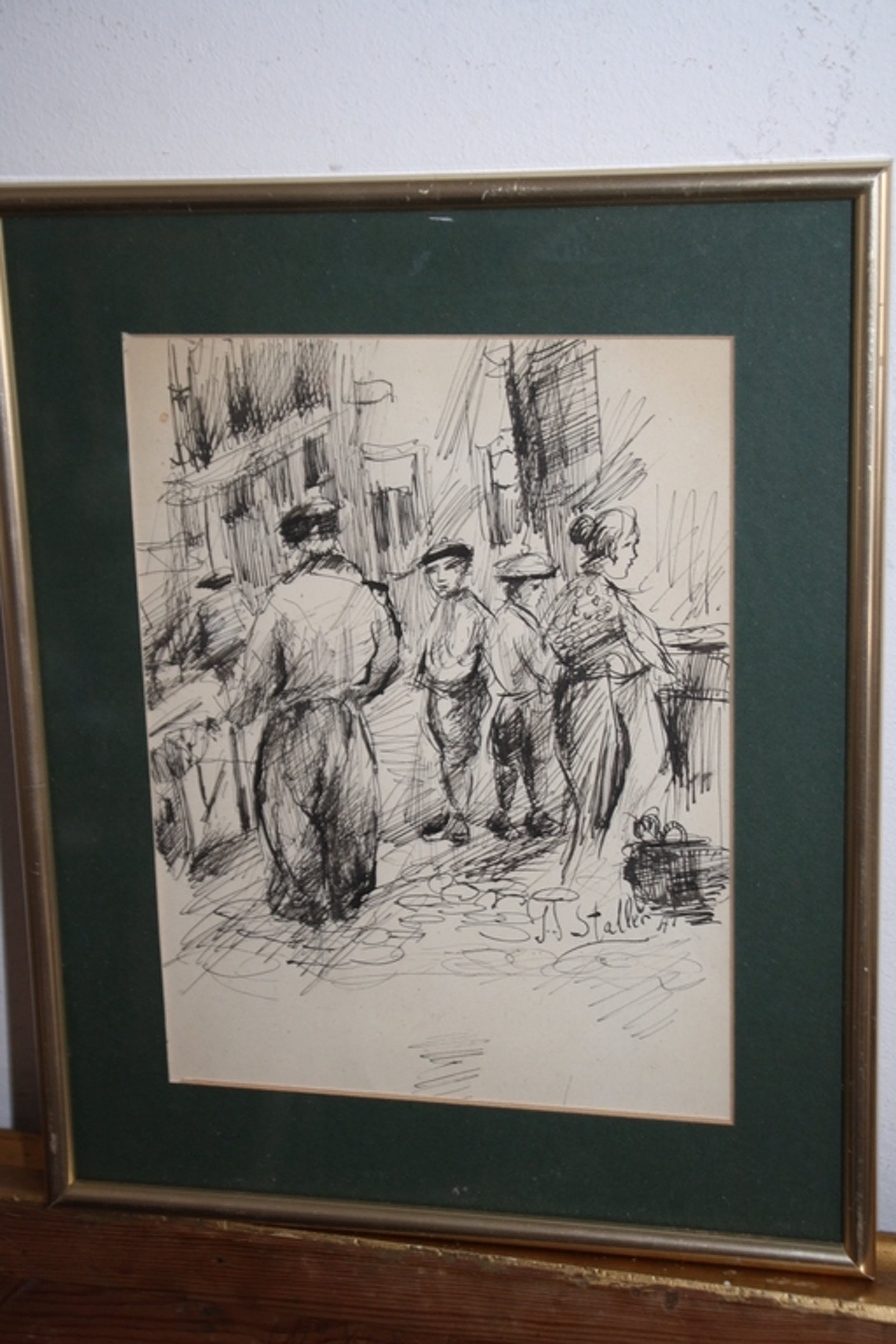 Gerard Johan Staller - Straatverkopers - inkttekening ges staller ...
