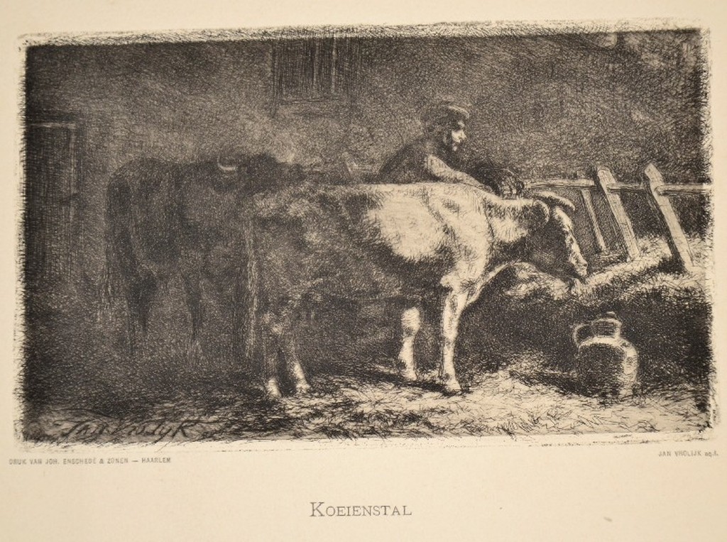 Jan Vrolijk - Jan Vrolijk: Ets, Koeienstal Verkocht | Kunstveiling.nl