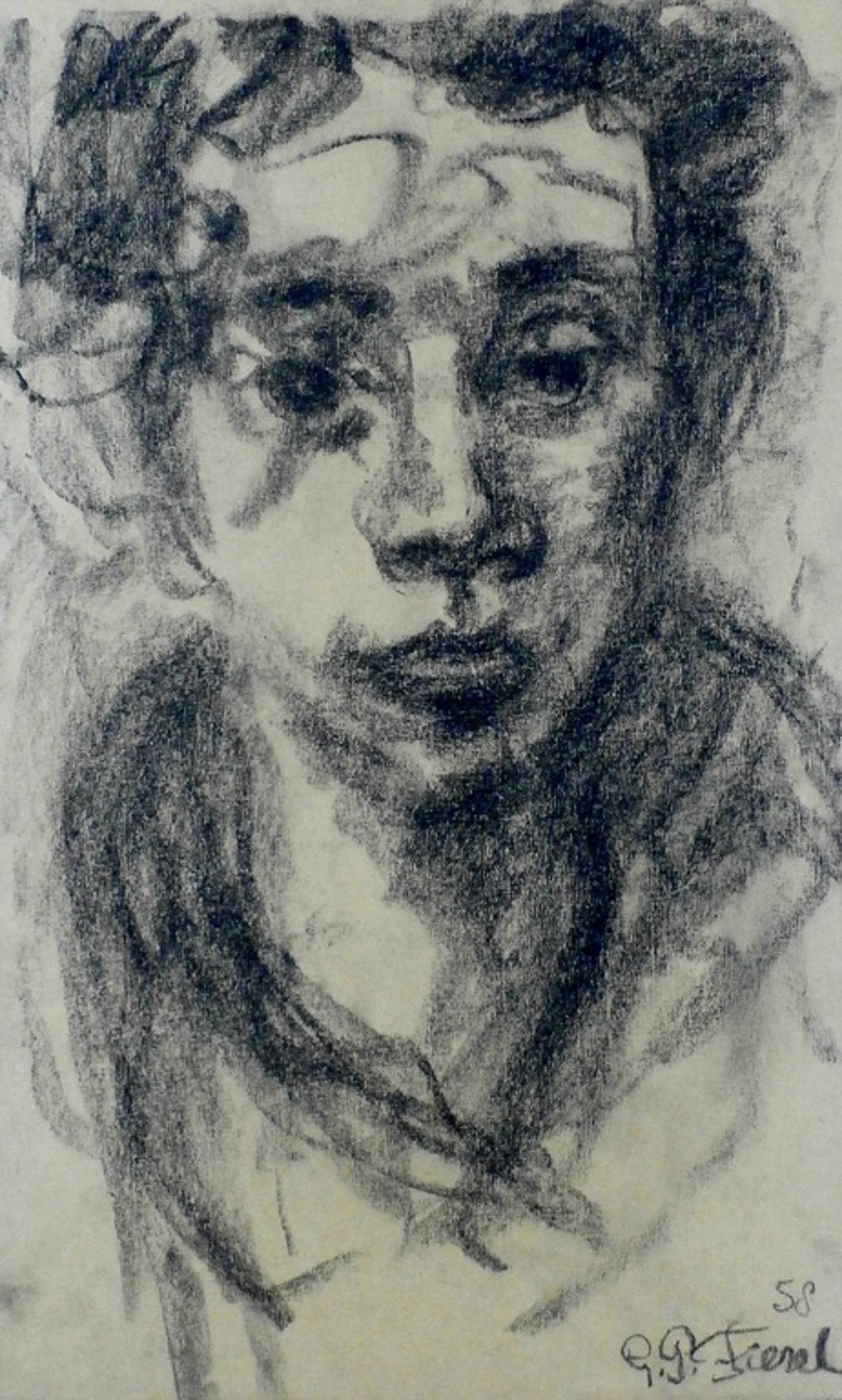 Gerard Fieret - houtskooltekening - 1958 Verkocht | Kunstveiling.nl