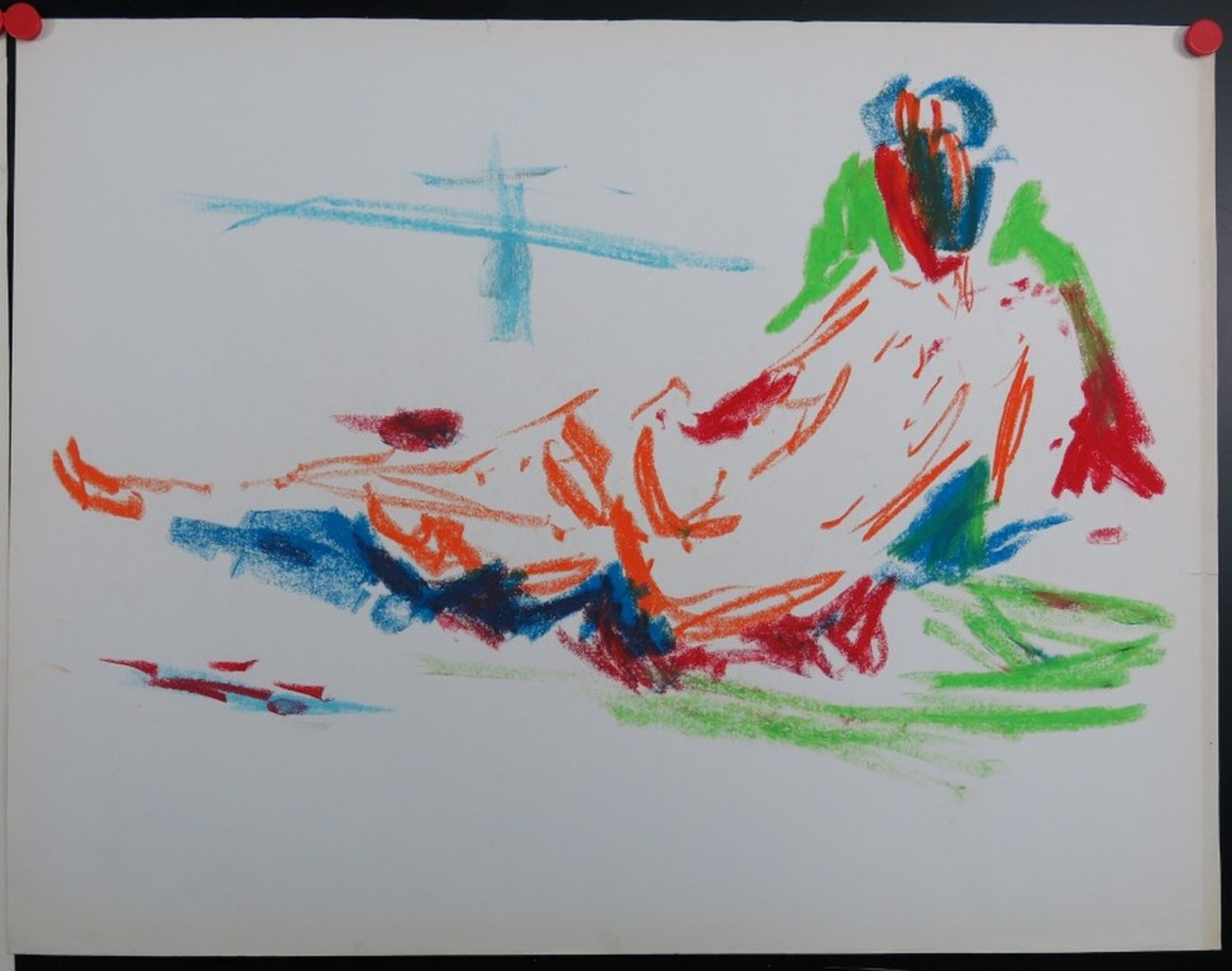 Juul Neumann - Juul Neumann: Twee krijttekeningen van poserende vrouwen ...