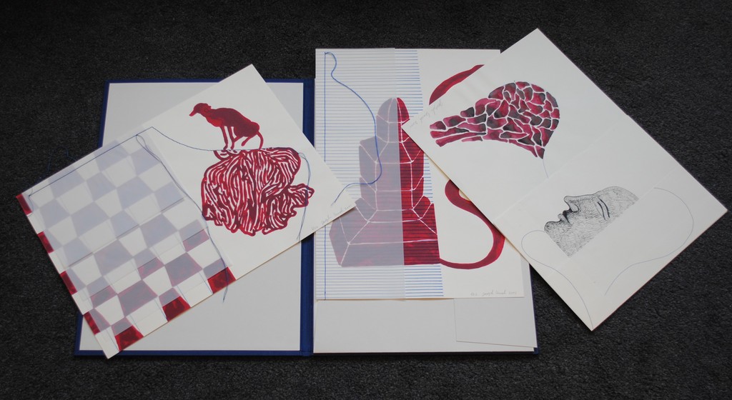 Joseph Semah: map 'Corridors' 2001: orginele inkttekening, 2x zeefdruk ...