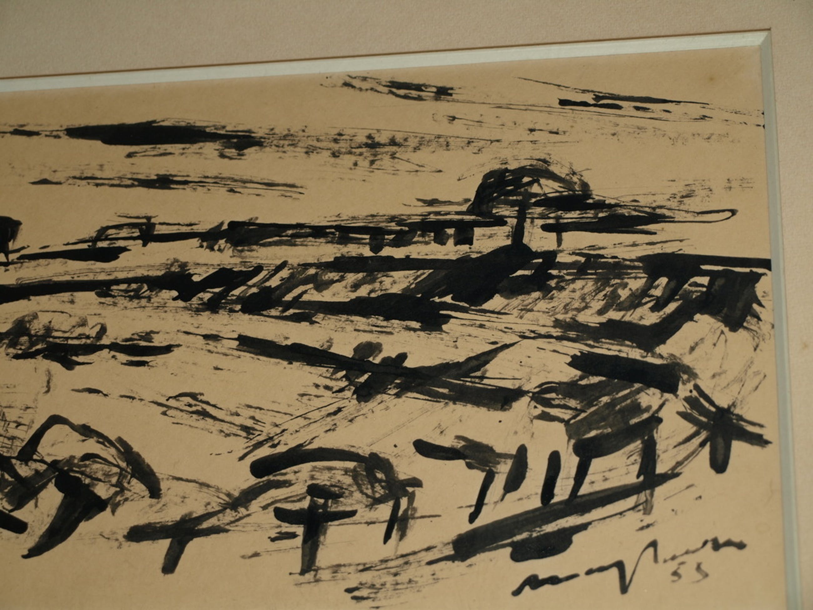 Oost-Indische inkt – Landschap II – Gesigneerd & ingelijst – 1955 ...