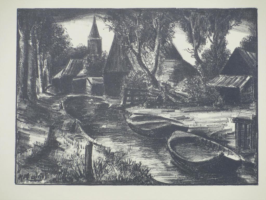 Arnout Colnot, Schuiten in de vaart, Litho Verkocht | Kunstveiling.nl