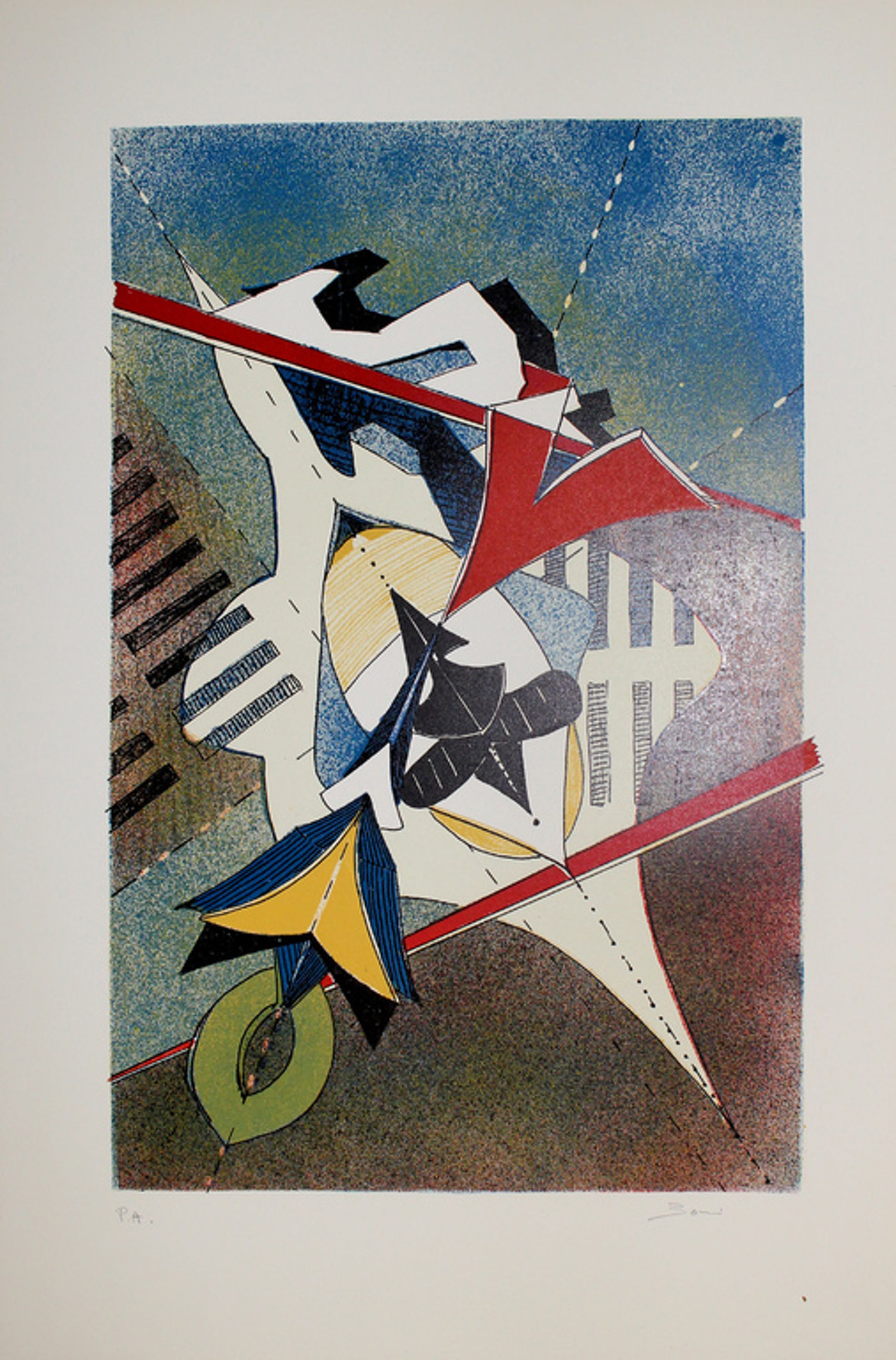 Paolo Boni. -Compositie IV- Leuke Kleurenlithografie op Bütten ...