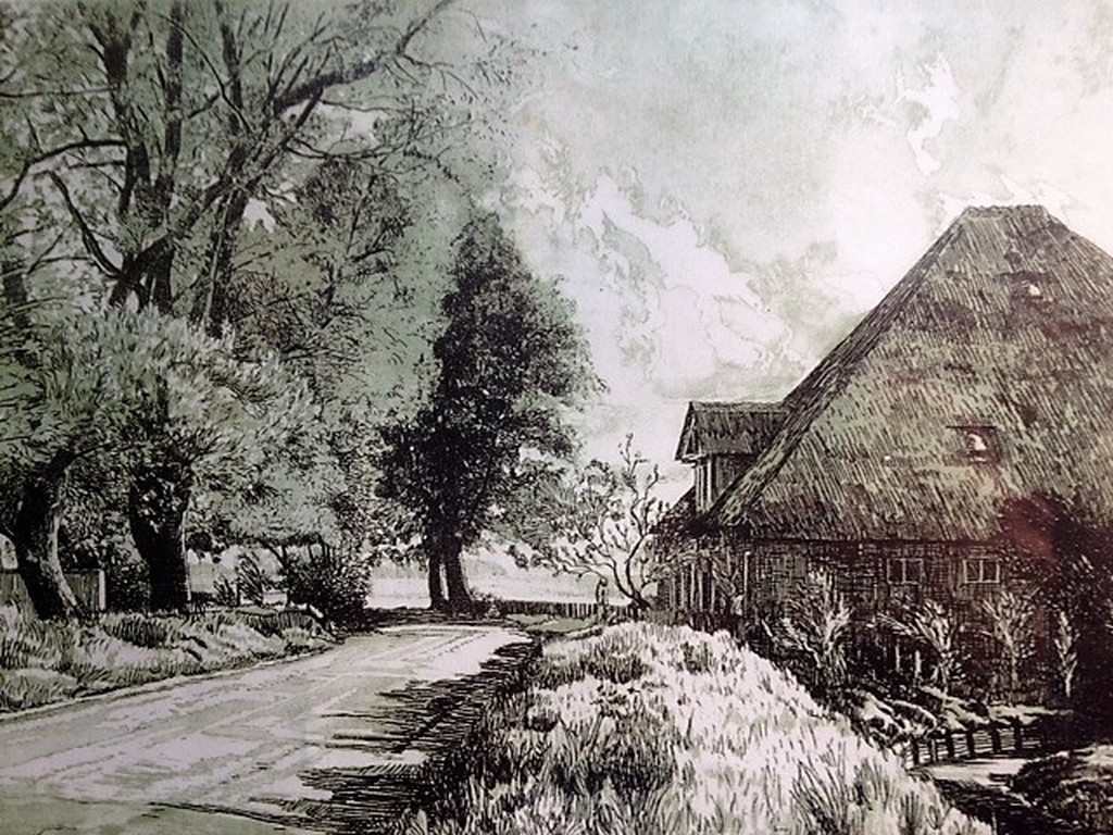 Peter de Rijcke - Peter de Rijcke, grafiek, Noord-Hollands dorpsgezicht ...