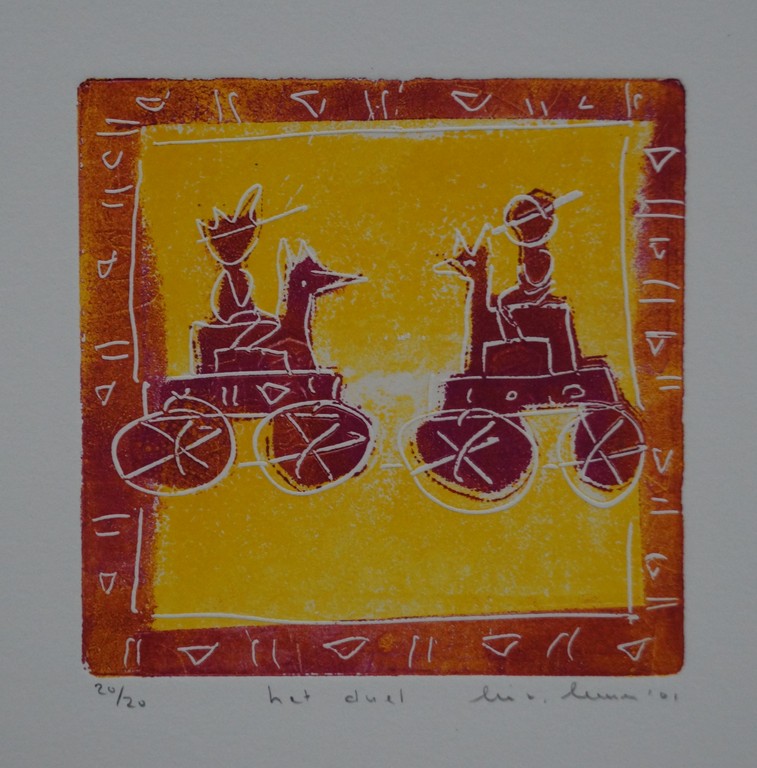 Lia Van Leeuwen Lia Van Leeuwen Gesigneerde Ets Het Duel Sold View The Auction Result