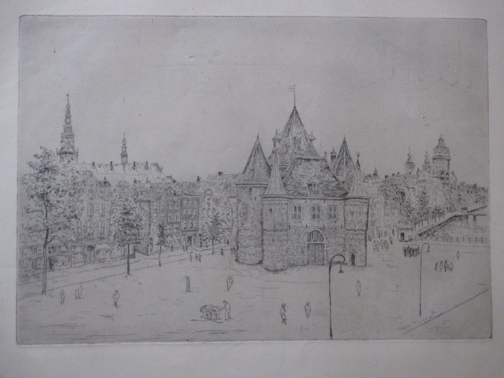 Anton Erkelens - Anton Erkelens, Nieuwmarkt Amsterdam, Ets Verkocht | Kunstveiling.nl