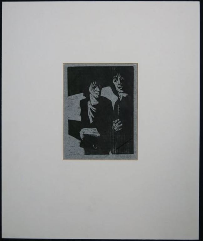 Jose Jansen: Houtsnede, Twee figuren Verkocht | Kunstveiling.nl